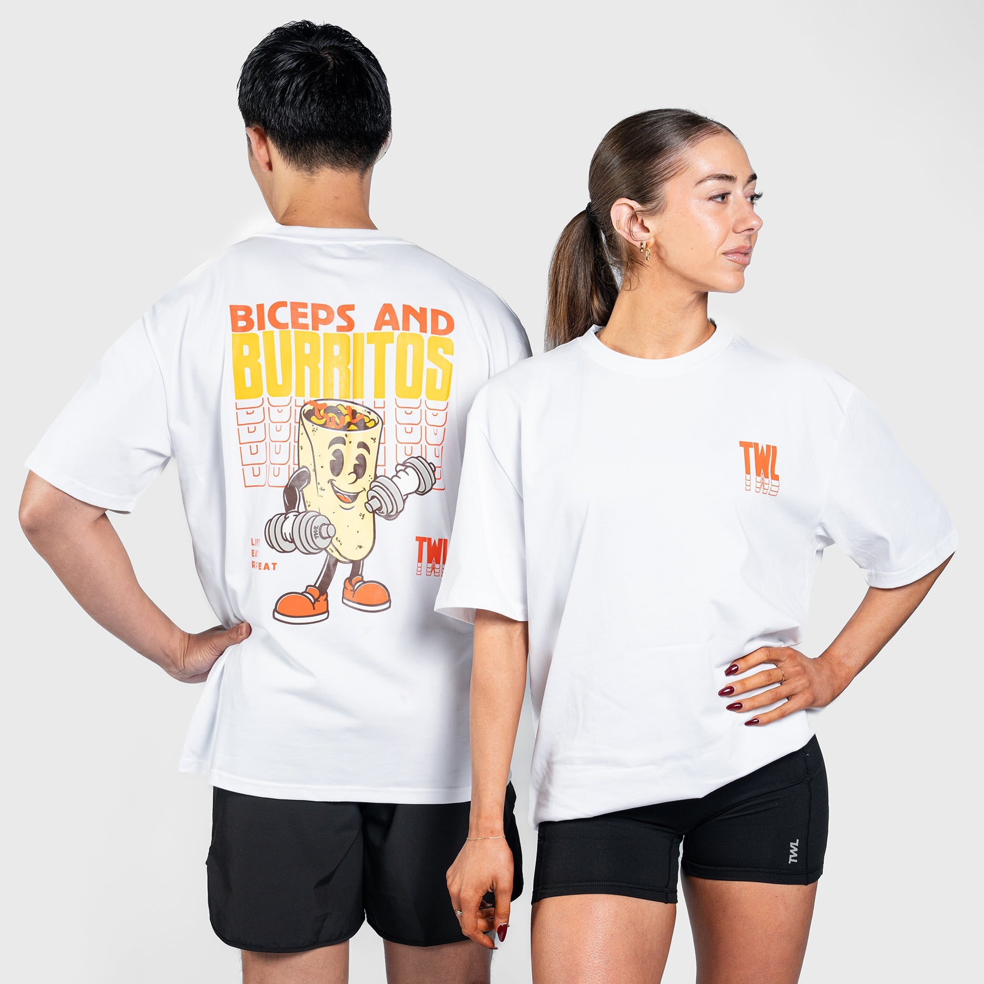 TWL - LIFESTYLE OVERSIZED T-SHIRT - BICEPS & BURRITOS - WHITE